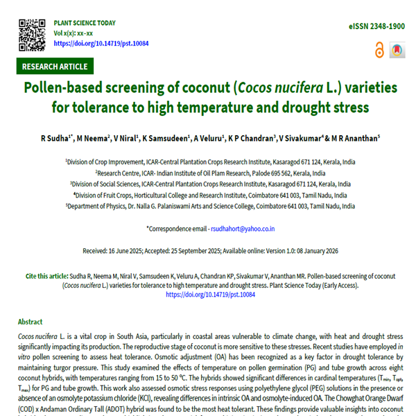 Pollen-based screening of coconut (Cocos nucifera L.) varieties for ...