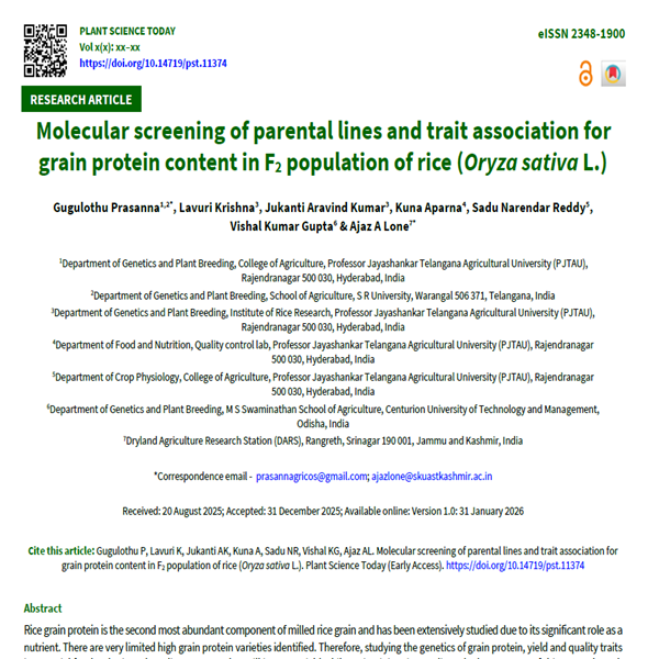 Molecular screening of parental lines and trait association for grain ...