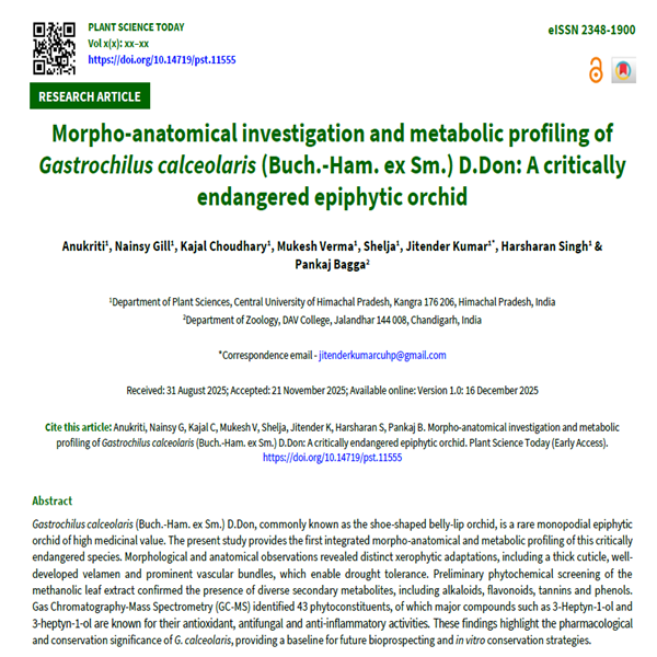 Morpho-anatomical investigation and metabolic profiling of Gastrochilus ...