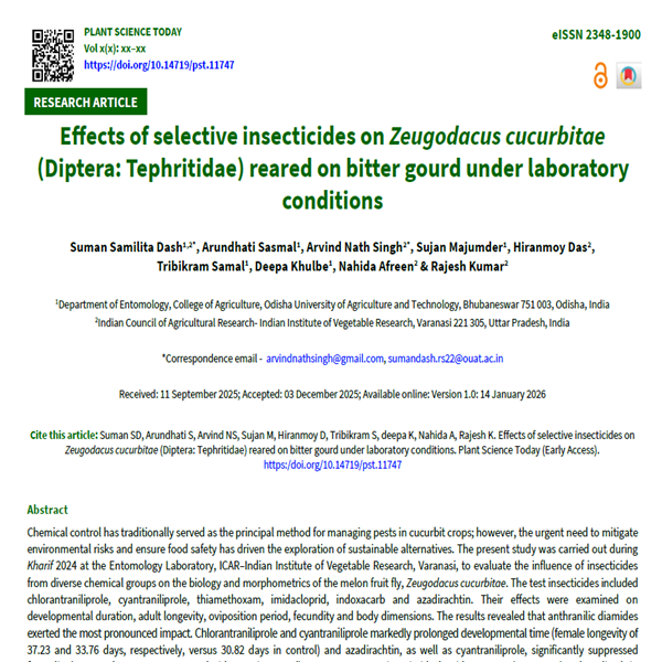 Effects of selective insecticides on Zeugodacus cucurbitae (Diptera ...