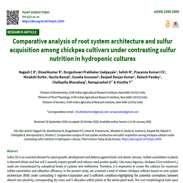 Comparative analysis of root system architecture and sulfur acquisition ...